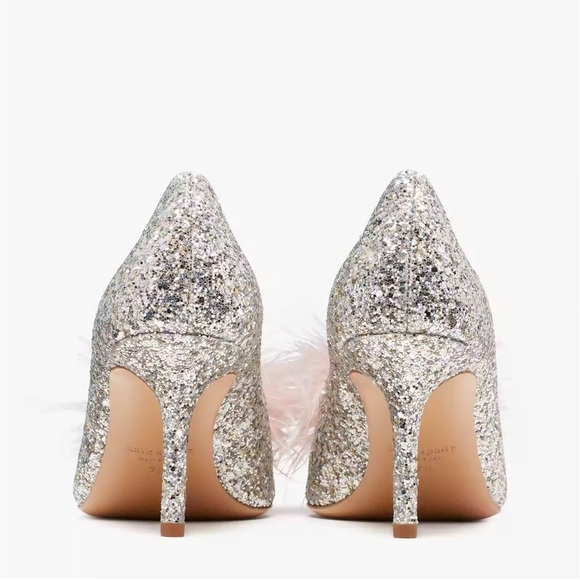 kate spade | Shoes | Kate Spade Marabou Silver Glitter Pumps Nib | Poshmark